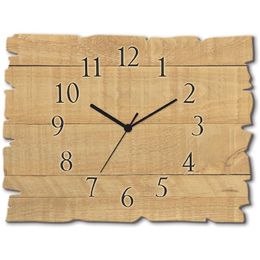 Artland Wanduhr &raquo;Holzuhr hell&laquo; wahlweise mit Quarz- oder Funkuhrwerk, lautlos ohne Tickger&auml;usche braun B/H/T: 40cm x 30cm x 0,6cm, Quarzuhr