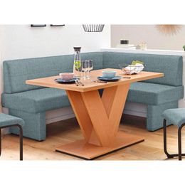 Home Affaire Eckbank &raquo;Nils&laquo; Sitz und R&uuml;cken gepolstert, verschiedene Qualit&auml;ten blau Holzwerkstoff, Massivholz, Polyester B/H/T: 182cm x 89cm x 142cm,