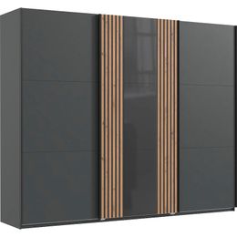 wimex Schwebet&uuml;renschrank &raquo;Atlanta by fresh to go&laquo; mit Akustikpaneel Optik (3D Leisten), Lamelle schwarz Holzwerkstoff Graphit, B/H/T: 250cm x 216cm x 65cm,