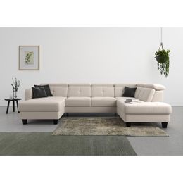 Sit & More sit&more Wohnlandschaft &raquo;Belluci U-Form&laquo; Kopfteilverstellung und Federkern, wahlweise mit Schlaffunktion grau B/H/T: 321cm x 85cm x 195cm, Luxus-