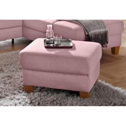 OTTO home Hocker &raquo;Texel&laquo; mit Federkern und Kontrastnaht, F&uuml;&szlig;e Buche eichefarben rosa Struktur fein ( 100% Polyester);Luxus-Microfaser (100% Polyester)