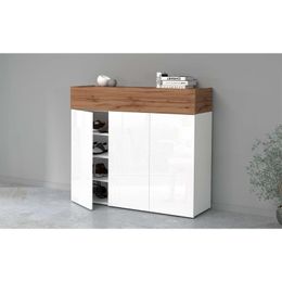Home Affaire Schuhschrank &raquo;Savona&laquo; 1 Stk. tlg. wei&szlig; Holzwerkstoff wei&szlig;/oak wotan, B/H/T: 114cm x 100cm x 35cm, T&uuml;ren: 3 Stk.