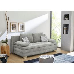 Jockenh&ouml;fer Schlafsofa &raquo;Lincoln, B: 203 cm, Liegefl. 160x203 cm, Dauerschl&auml;fer&laquo; mit Schlaffunktion, Bettkasten, Kaltschaumtopper & 2 Zierkissen grau B/H/T: 203cm 