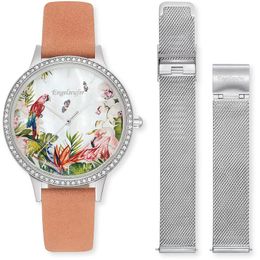 Engelsrufer Damen Quarzuhr &raquo;Paradise&laquo; Armbanduhr, Damenuhr, Lederarmband, Ideal auch als Geschenk, analog Einheitsgr&ouml;&szlig;e