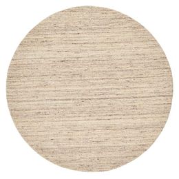 Theko Wollteppich &raquo;Pure UNI&laquo; rund 14 mm H&ouml;he Handwebteppich, meliert, reine Wolle, handgewebt beige Schurwolle &Oslash; 190cm 1 Stk., 14mm, &Oslash; 190cm
