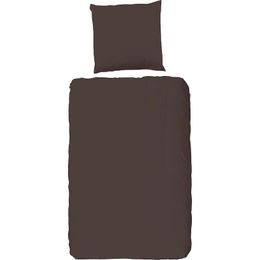 HIP Bettw&auml;sche &raquo; Uni&laquo; 2 Stk. 100% Baumwolle, Mako-Satin, 135x200, Unifarben Wei&szlig;, Rei&szlig;verschluss braun Satin, Obermaterial: 100% Baumwolle B/L: 135cm 