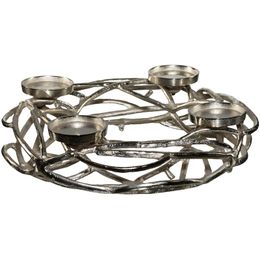 Creativ home Adventsleuchter &raquo;Adventskranz f&uuml;r Blockkerzen oder gro&szlig;e Teelichter&laquo; im modernen Design silber B/H/T: 11cm