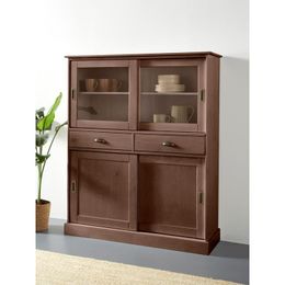 OTTO home Highboard &raquo;Schr&ouml;der&laquo; Vitrine aus massivem Kiefernholz, Breite 114 cm braun FSC -zertifiziertes Massivholz B/H/T: 114cm x 140cm x 40cm, 2 Stk