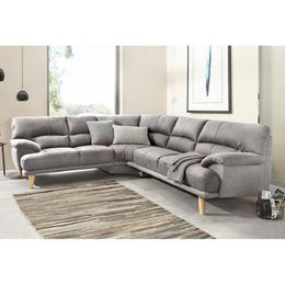 Trendmanufaktur Polsterecke &raquo;Cecilia, italienisches Designsprache, modern und komfortabel, L-Form,&laquo; toller Sitzkomfort und bequeme Armlehnen silber B/