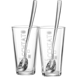 Ritzenhoff & Breker Latte-Macchiato-Glas &raquo;Lena&laquo; 350 ml, 4-teilig, inkl. 2 L&ouml;ffel aus rostfreiem Edelstahl transparent Glas &Oslash; 8cm x 13,5cm, 350ml, 4 Stk.
