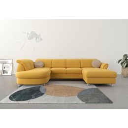 Sit & More sit&more Wohnlandschaft &raquo;Apulia U-Form&laquo; wahlweise Schlaffunktion, Bettkasten und Kopf- und Armteilverstellung gelb Webstoff (100% Polyester);Struktur 