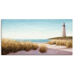 Artland Leinwandbild &raquo;Leuchtturm am Meer&laquo; Geb&auml;ude 1 Stk. tlg. auf Holzrahmen gespannt blau Leinwand B/H/T: 100cm x 50cm, Leinwandbild Geb&auml;ude Querformat, 1 