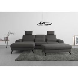 Sit & More sit&more Ecksofa &raquo;Cinturo L-Form&laquo; inklusive Sitztiefenverstellung und Federkern, Sitzh&ouml;he 45 cm grau B/H/T: 283cm x 88cm x 175cm, Luxus-Microfaser 