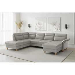 Sit & More sit&more Wohnlandschaft &raquo;Pamela, U-Form, B: 292 cm, Leder&laquo; B/H/T: 292cm x 90cm x 212cm, NaturLEDER Stoff, Ottomane links,mit Bett in Stoff,mit 