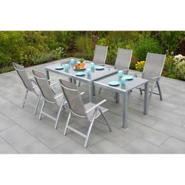 Merxx Garten-Essgruppe &raquo;Taviano&laquo; 7 Stk. tlg. braun Aluminium, Polyester Polyester