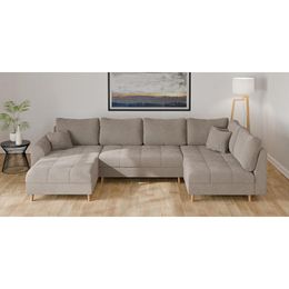 Home Affaire Wohnlandschaft &raquo;CHARRE U-Form mit Ottomane, Ma&szlig;e B/T/H: 310/161/81 cm&laquo; feine Steppung, lose R&uuml;cken- und Zierkissen, auch in Cord und 