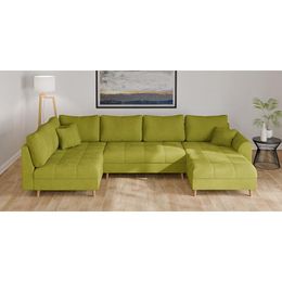 Home Affaire Wohnlandschaft &raquo;CHARRE U-Form mit Ottomane, Ma&szlig;e B/T/H: 310/161/81 cm&laquo; feine Steppung, lose R&uuml;cken- und Zierkissen, auch in Cord und 