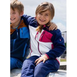 Peek U Fleecejacke "Wave" in Pink/ Wei&szlig;/ Dunkelblau - 53% | Gr&ouml;&szlig;e 164 | Kids-fleecejacken-fleecepullover