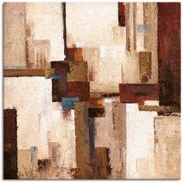Artland Leinwandbild &raquo;Rote und braune Vierecke I&laquo; Muster 1 Stk. tlg. auf Holzrahmen gespannt braun Leinwand B/H/T: 50cm x 50cm, Leinwandbild Muster 