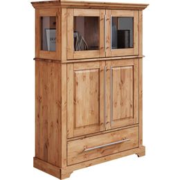 OTTO home Highboard &raquo;Melissa Vitrine Breite/H&ouml;he/Tiefe 94/39/133 cm&laquo; beige FSC -zertifiziertes Massivholz B/H/T: 94cm x 133cm x 39cm, 1 Stk., Kiefer, 