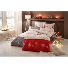 OTTO home Bettw&auml;sche &raquo;Venua in Gr. 135x200 oder 155x220 cm&laquo; 2 Stk. Winterbettw&auml;sche, Weihnachtsbettw&auml;sche grau Linon, Obermaterial: 100% Baumwolle B/L