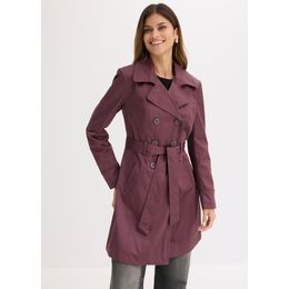 bonprix Trenchcoat aus Baumwolle, lila, Gr.36, Charmanter Trenchcoat mit doppelreihiger Knopfleiste und Bindeg&uuml;rtel., 97% Baumwolle