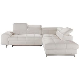 COTTA Ecksofa &raquo;Chef L-Form&laquo; mit Kopfteilverstellung, edle Metallkufen, optional Schlaffunktion wei&szlig; Luxus-Microfaser (100% Polyester);Kunstleder 