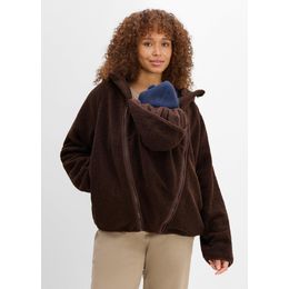 bonprix 3-in-1 Umstands- und Tragejacke aus Teddyfleece (2-tlg. Set), braun, Gr.36/38 (S), Weiche Teddyjacke f&uuml;r die Schwangerschaft und danach