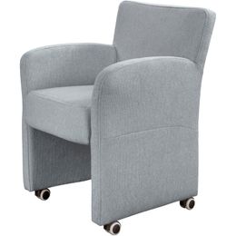 exxpo - sofa fashion Sessel &raquo;Cortado, Loungesessel auf Rollen, schmale Armlehnen, bequem&laquo; hohe Bodenfreiheit, sch&ouml;ne Detailverarbeitung grau Webstoff 