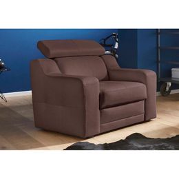 exxpo - sofa fashion Sessel &raquo;Lotos, Loungesessel&laquo; mit Kopf- bzw. R&uuml;ckenteilverstellung braun Kunstleder SOFTLUX Kunstleder SOFTLUX , B/H/T: 95cm x 