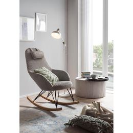 Salesfever Schaukelstuhl &raquo;Entspannung pur&laquo; () Bezug in moderner Cord-Optik grau Strukturstoff (100% Polyester), Metall, Massivholz B/H/T: 102cm x 