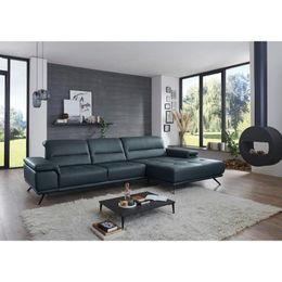 Die PlanBar Ecksofa &raquo;PN-EM19074, L-Form, Breite 343 cm&laquo; inkl. Sitztiefen- und Kopfteilverstellung B/H/T: 343cm x 193cm, Glattleder TORRO, Ottomane 