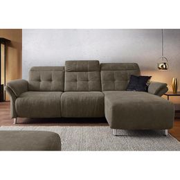 Home Affaire Ecksofa &raquo;Manhattan L-Form&laquo; 2 Sitze mit elektrischer Relaxfunktion, verstellbare Armlehnen grau Kunstleder SOFTLUX ;Flachgewebe (100% 