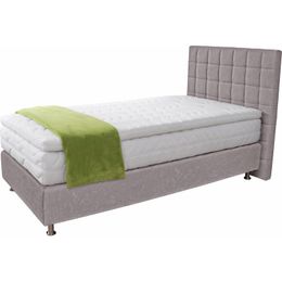Westfalia Schlafkomfort Boxspringbett grau Microvelours (100% Polyester);Strukturstoff (77% Polyester und 23% Viskose);Bonnell-Federkern-Matratzenbezug: 100% Polyester;