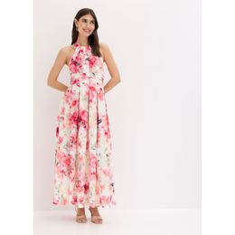 bonprix Neckholder-Kleid aus strukturiertem Crepe, wei&szlig;, Gr.52, Romantisch und feminin: Maxikleid aus strukturiertem Crepe mit Neckholder und drapiertem Tailleneinsatz