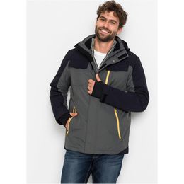 bonprix Wasserdichte Funktions-Jacke, grau, Gr.50, Wetterfeste Herren Winterjacke mit Funktion, mit Kapuze und reflektierendem Druck