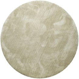 Teppich &raquo;Pisa&laquo; rund 25 mm H&ouml;he Hochflor, Microfaser, uni, weich, Shaggy, Wohnzimmer, Schlafzimmer beige Polyester &Oslash; 120cm 1 Stk., 25mm, &Oslash; 120cm