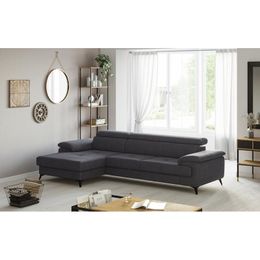 OTTO home Ecksofa &raquo;Astra L-Form, B: 300 cm&laquo; mit Kopfteilverstellung, optional Schlaffunktion & Bettkasten grau 100% Polyester (PES) B/H/T: 300cm x 