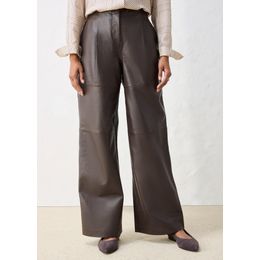 bonprix Lederhose mit Bundfalten, braun, Gr.38, trendige Premium Lederhose aus hochwertigen Nappa-Leder, bequeme , weites Bein mit Bundfalte, aus Nappaleder