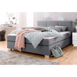 Jockenh&ouml;fer Boxspringbett &raquo;Evita&laquo; inkl. Topper und Kissen, erh&auml;ltlich in 140 & 180cm Breite grau Topper: 100% Polyurethan, Bezug (100% Polyester) abnehmbar und 