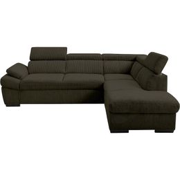 exxpo - sofa fashion Ecksofa inkl. Kopf- und Armteilverstellung, wahlweise mit Bettfunktion B/H/T: 270cm x 78cm x 207cm, Cord, Ottomane rechts, ohne 