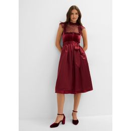bonprix Dirndl mit Samt in Midil&auml;nge (2-tlg.Set), rot, Gr.42, traditionelles Dirndl mit hochwertigen Samtmieder und changierender Sch&uuml;rze. Der Rock ist mit einem angenehmen Baumwollfutter ausgestattet., aus Samt