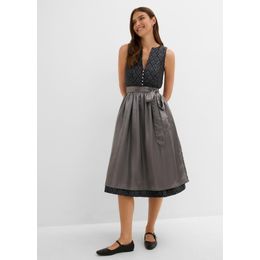 bonprix Dirndl mit Sch&uuml;rze (Doppelpack 2-tlg. Set), grau, Gr.46, Modernes Dirndl aus feinem Jacquard mit Kopfleiste und Sch&uuml;rze aus gl&auml;nzendem Satin