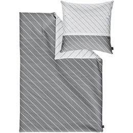 Bugatti Bettw&auml;sche &raquo;Satinbettw&auml;sche Bugatti&laquo; 2 Stk. mit zeitlosem Wende-Design grau Mako-Satin, Obermaterial: 100% Baumwolle B/L: 135cm x 200cm, 1 Stk