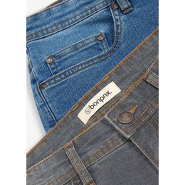 bonprix Regular-Fit-Jeans (2er-Pack), schwarz, Gr.62, Regular Fit Stretch-Jeans, Straight 2er-Pack mit kerniger Waschung, blau denim: 82% Baumwolle