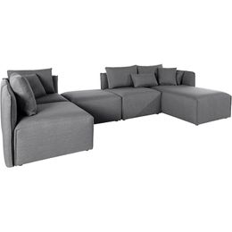 OTTO home Wohnlandschaft &raquo;N&ouml;re U-Form&laquo; 5 Teile, in vielen Bezugsqualit&auml;ten und Farben s. auch "N&ouml;re" grau Struktur fein (100% Polyester);Struktur (100