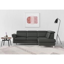 Sit & More sit&more Ecksofa &raquo;Arngast L-Form&laquo; inklusive Kopfteilverstellung und Federkern grau B/H/T: 245cm x 84cm x 194cm, NaturLEDER , Ottomane rechts,mit 
