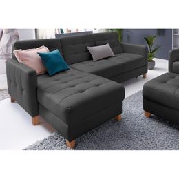 exxpo - sofa fashion Ecksofa &raquo;Elio, kompakt, bequem & zeitloses Design, Breite 217cm, L-Form&laquo; wahlweise mit Bettfunktion schwarz Luxus-Kunstleder;