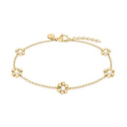 s.Oliver Damen s.Oliver Armband &raquo;Flower, Bl&uuml;ten-Design&laquo; mit Perle (imitiert) gold 21cm, Edelstahl Perlen