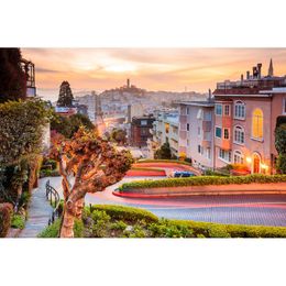 papermoon Fototapete &raquo;Lombard Street in San Francisco&laquo; glatt bunt Vlies B/L: 1,5m x 1,11m, Bahnen: 7 Stk.
